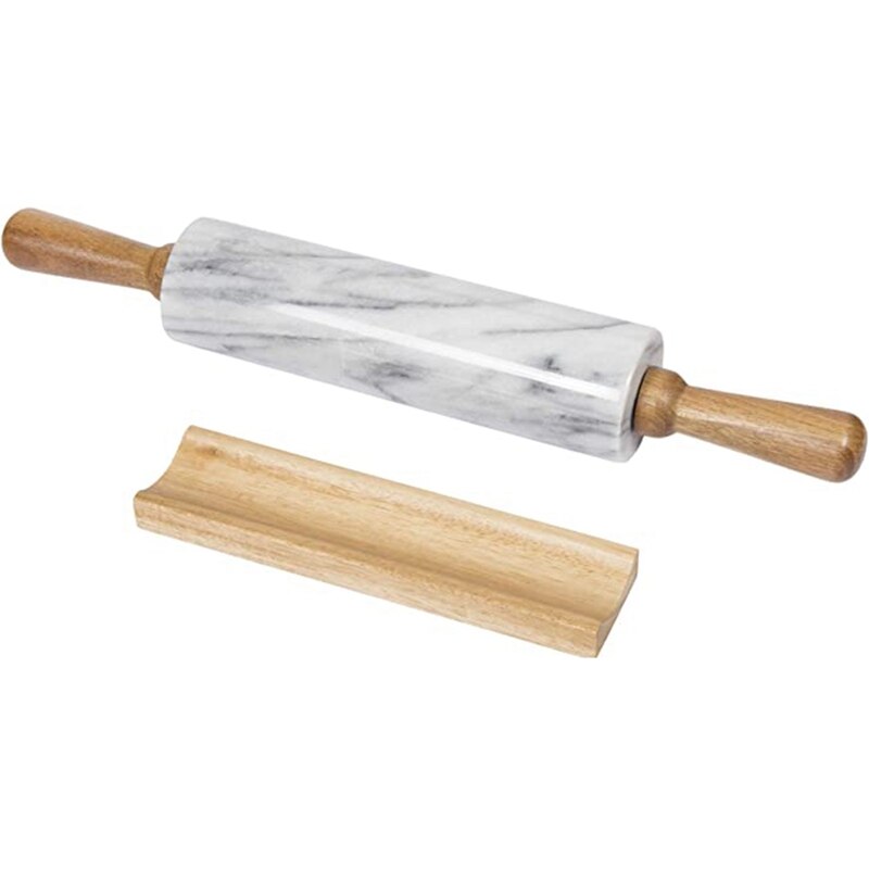 Marble Rolling Pin with Wooden Barrel Handle Base-... – Vicedeal