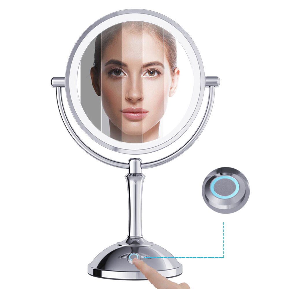 Desktop 8 Inch Makeup Mirror 2-Face Metal Mirror 3... – Grandado