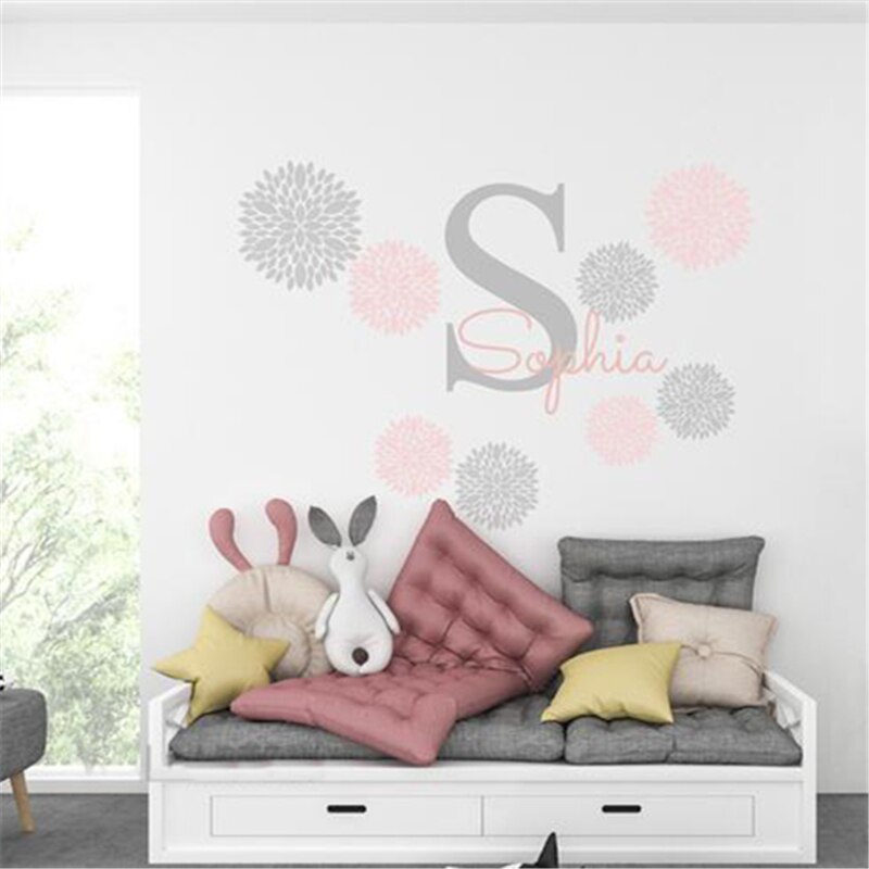 Monogram wall decals Nursery name sticker Baby gir... – Vicedeal
