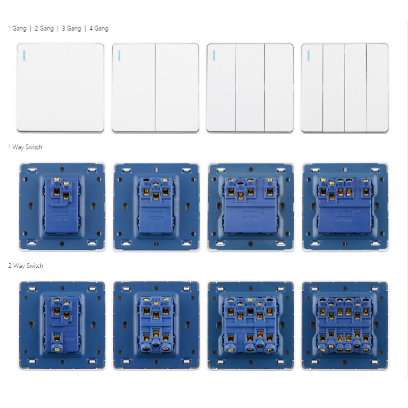 Wall Light Switch 1 2 3 4 Gang ON / OFF Rocker Pow... – Grandado