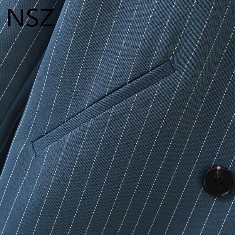 NSZ women oversized striped blazer double breasted... – Grandado