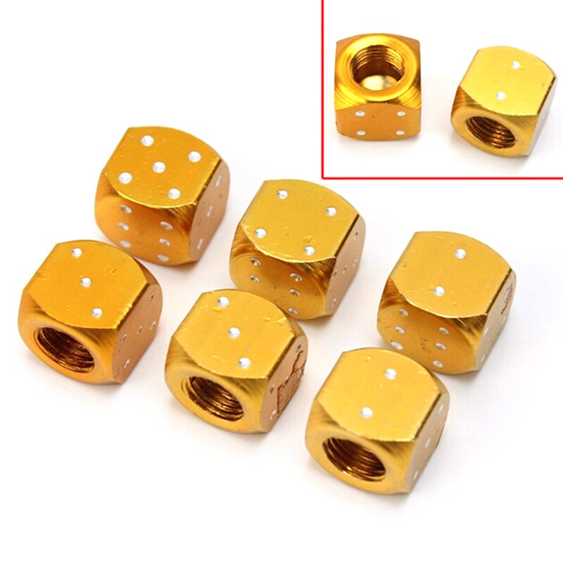 4pcs/lot Gold Aluminium Dice Valve Caps Tire Air V... – Vicedeal
