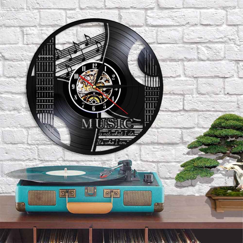 Vinyl Record Wall Clock Musical Note Instrument Wa... – Grandado