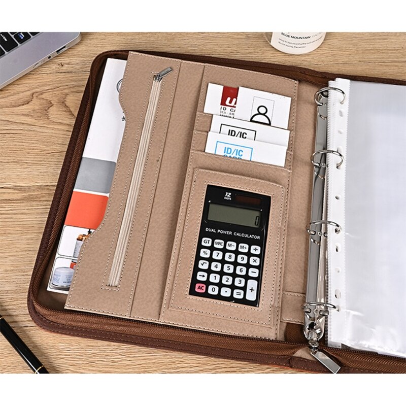 A4 Pu Lederen Map Met Rekenmachine Multifunctionel... – Grandado