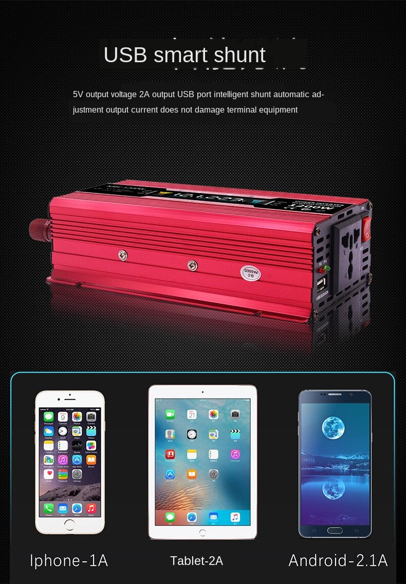 Car Inverter LCD Display 2000wusb12v/24V to 220V/1... – Grandado