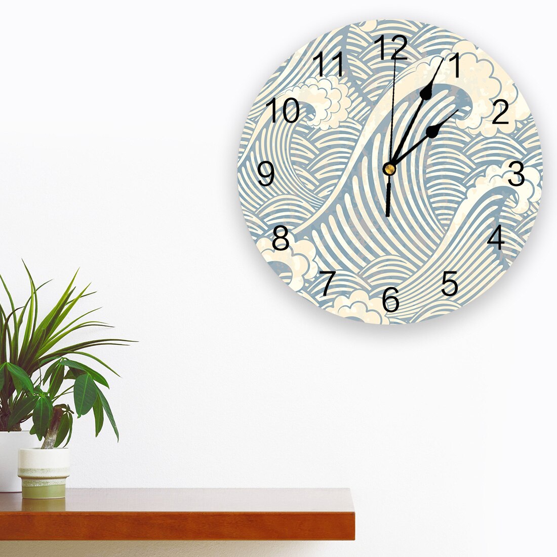Waves Pattern Art Wallpaper PVC Wall Clock Home De... – Grandado