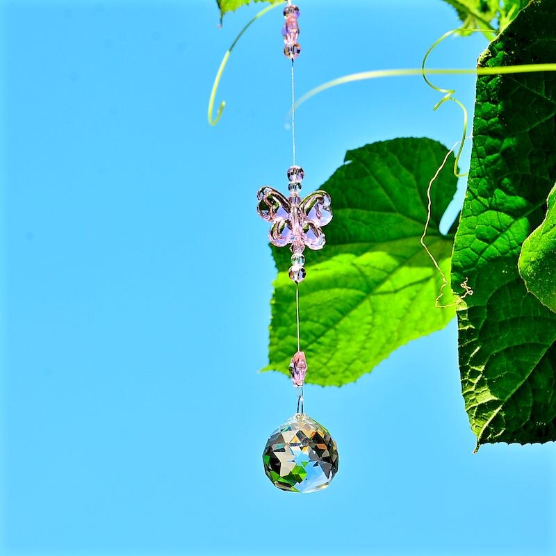 Butterfly crystal prisms suncatcher hanging crysta... – Grandado