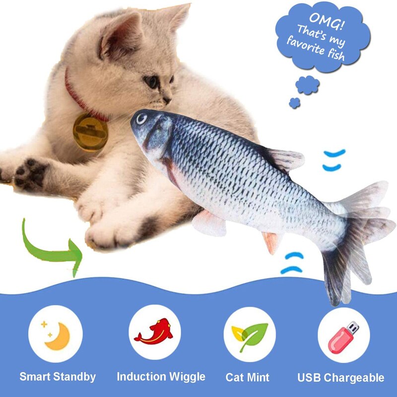 Electric Moving Cat Fish Toy Simulation Electric F... – Grandado