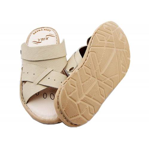 YASİR HAJJ UMRAH SLIPPERS 100 LEATHER CREAM-Black ... – Grandado