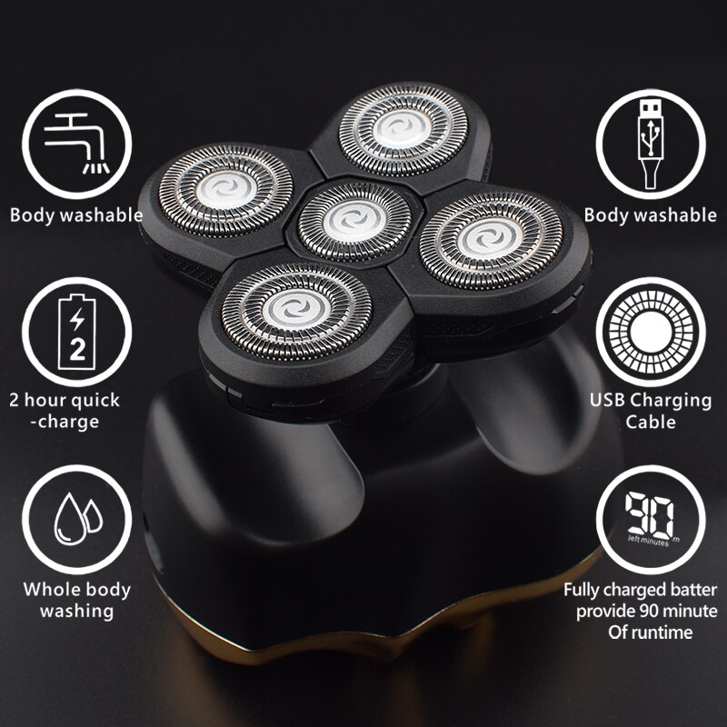 Electric Shaving 6 in 1 Bald Head Shaver 5D Rotary... – Vicedeal