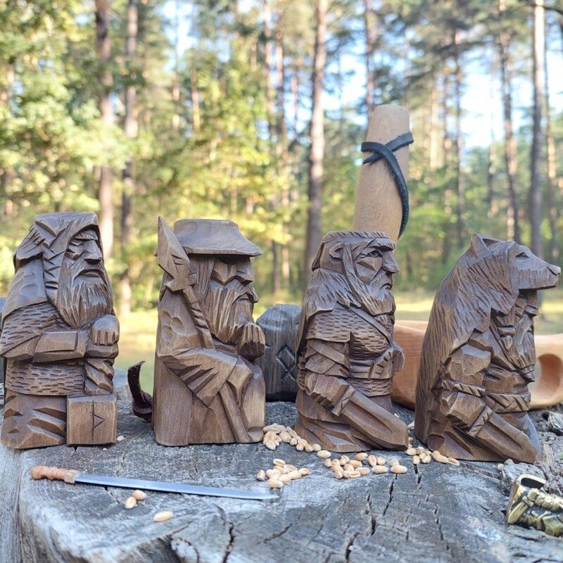 2/4pcs Barbarian Viking Statue Resin Crafts Thor O... – Vicedeal