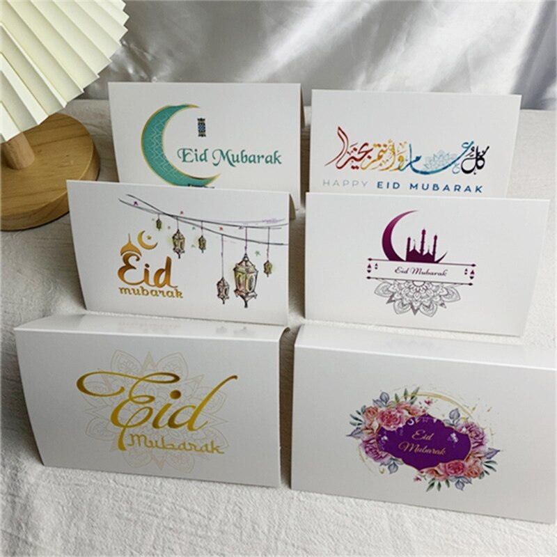 Eid Mubarak Greeting Cards 6pcs Moon Castle Paper ... – Vicedeal