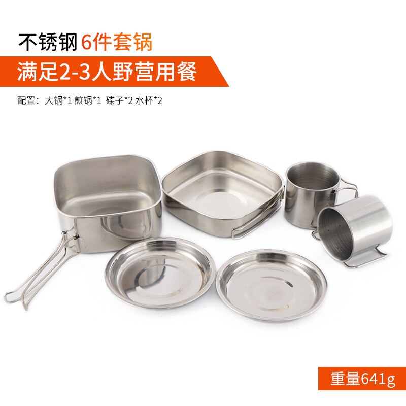 Utomhus 6- delar gryta camping rostfritt stål köks... – Grandado