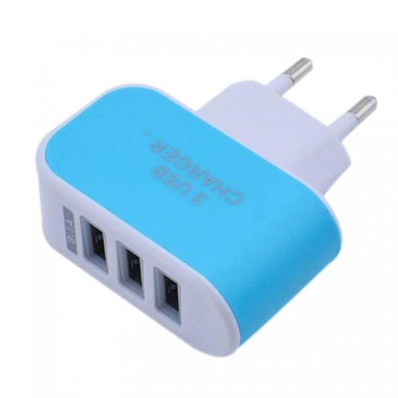 Universal 3 portar usb laddare 2a eu plug snabblad... – Vicedeal