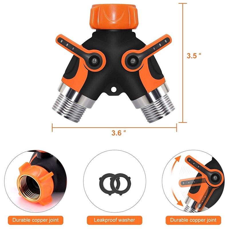 2 Way Garden Hose Splitter, Splitter Valve for Gar... – Grandado
