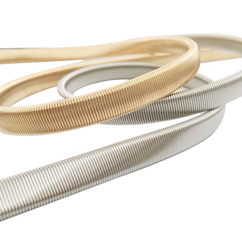 Womens Elastic metal waist belts women silver gold... – Grandado