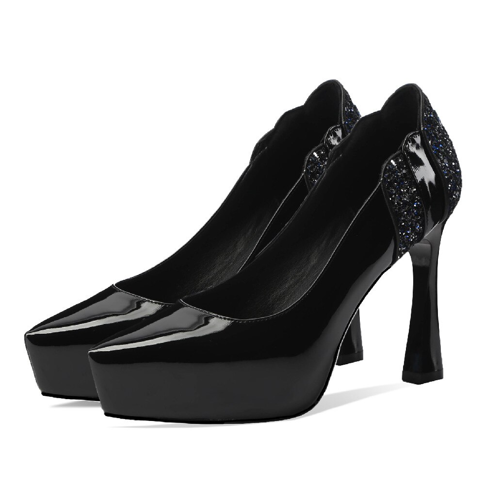 Patent Leather Women Platform Pumps 10cm High Hoof... – Grandado