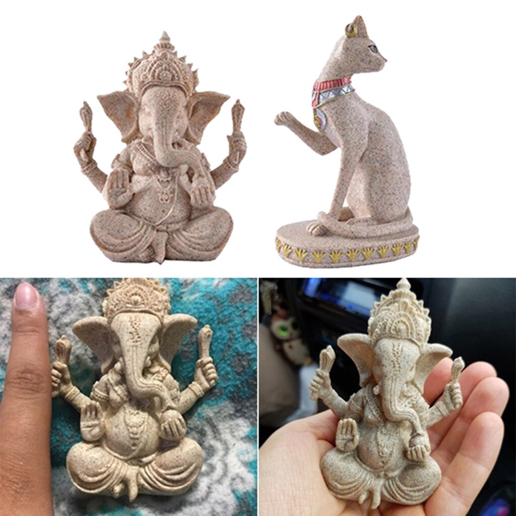 2 Sandstone Ancient Egyptian Mau Cat Statue Ganesh... – Vicedeal