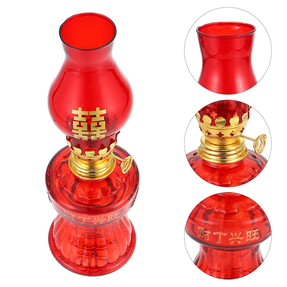 2pcs Chinese-style Oil Lights Glass Red Kerosene L... – Grandado
