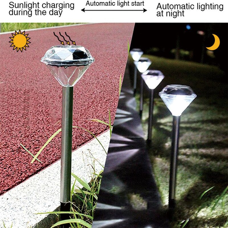 Diamond Stake LED Solar Night Light Stainless Stee... – Grandado