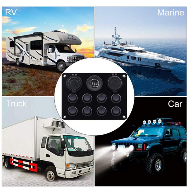 1Pc 12V RV Car Marine Boat 8 Gang Waterproof Circu... – Grandado