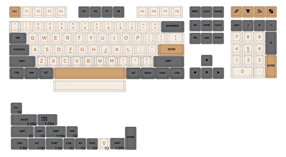 Xda v2 dim light dye sub keycap set tjock pbt för... – Grandado
