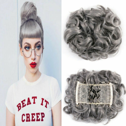 Womens Wave Curly chignon Comb Clip In On Hair Bun... – Grandado