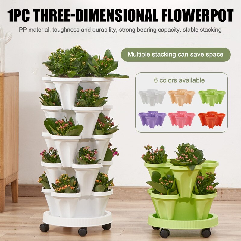 Stack-Up Type Flower Pot Stackable Vertical Plant ... – Vicedeal