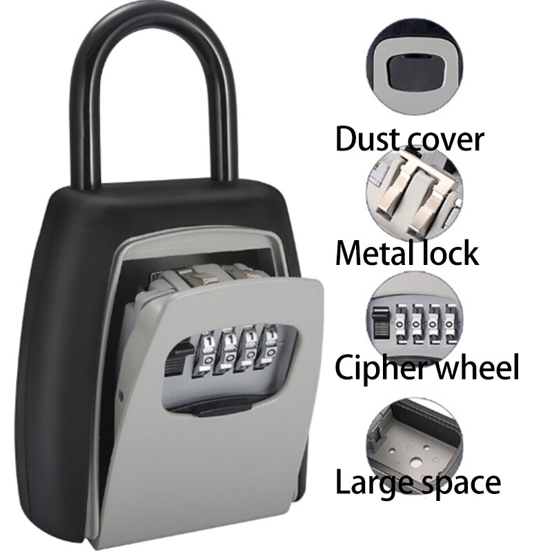 Password Key Box Grey Four-Digit Password Lock Padlock Type Free ...