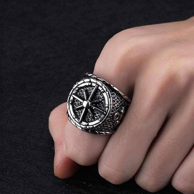 Vintage Men's Compass Ring Heavy Metal 316L Stainl... – Grandado
