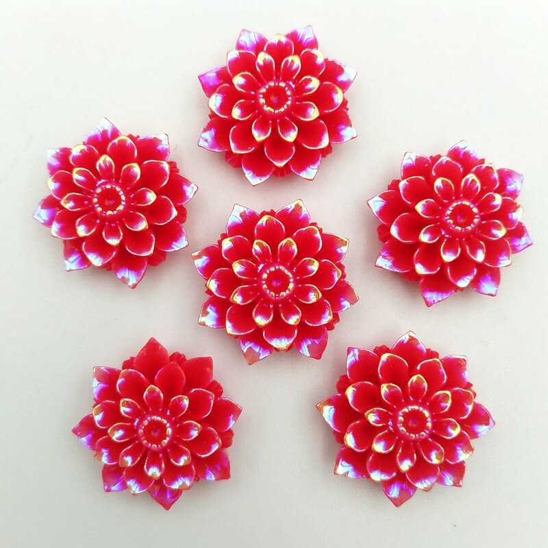 12pcs DIY 20mm AB Resin red Flower Flatback Stone ... – Vicedeal