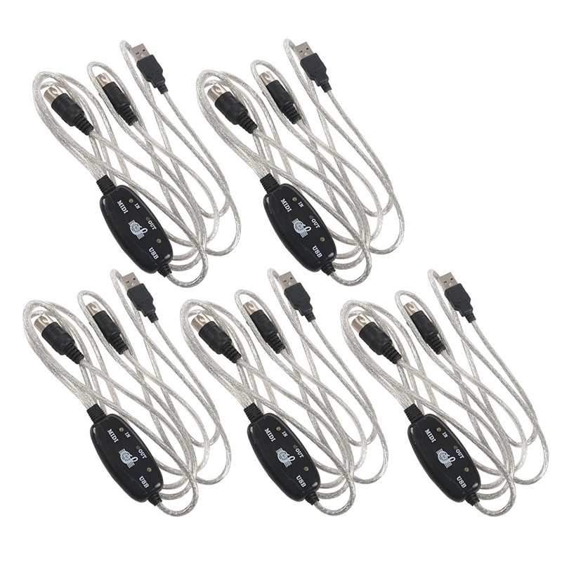 5 stuks 1.8m usb in-out midi kabel converter pc na... – Grandado