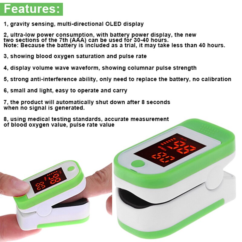 Portable Finger Pulse Oximeter Blood Oxygen Satura... – Vicedeal