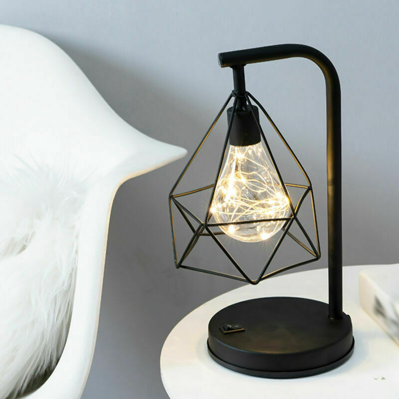 LED Table Lamps Retro Black Geometric Wire Industr... – Vicedeal