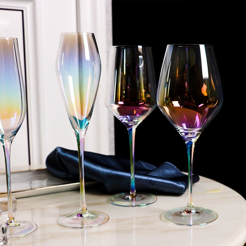 Rainbow Glass Europe Dazzle Color Wine Glass Champ... – Grandado
