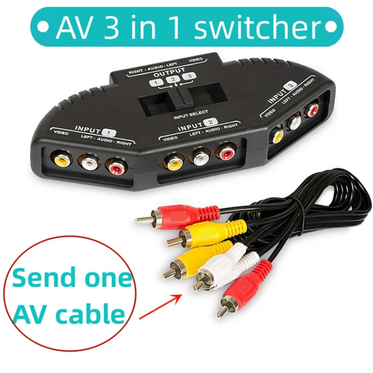 3-Way Audio Video AV Switch Selector Box Splitter ... – Vicedeal