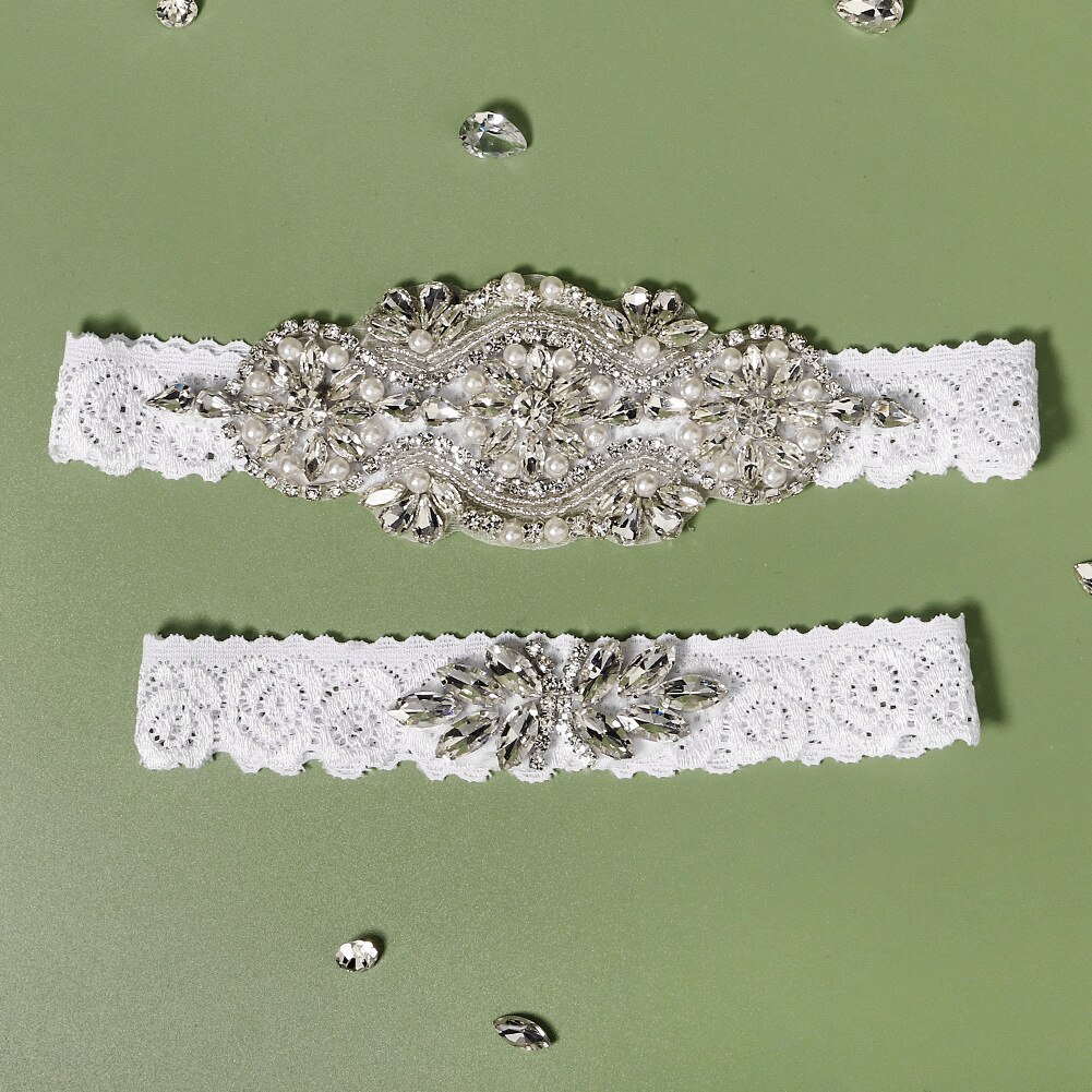 Bridal Garter Crystal Pearl Leg Ring Silver Sexy G... – Grandado