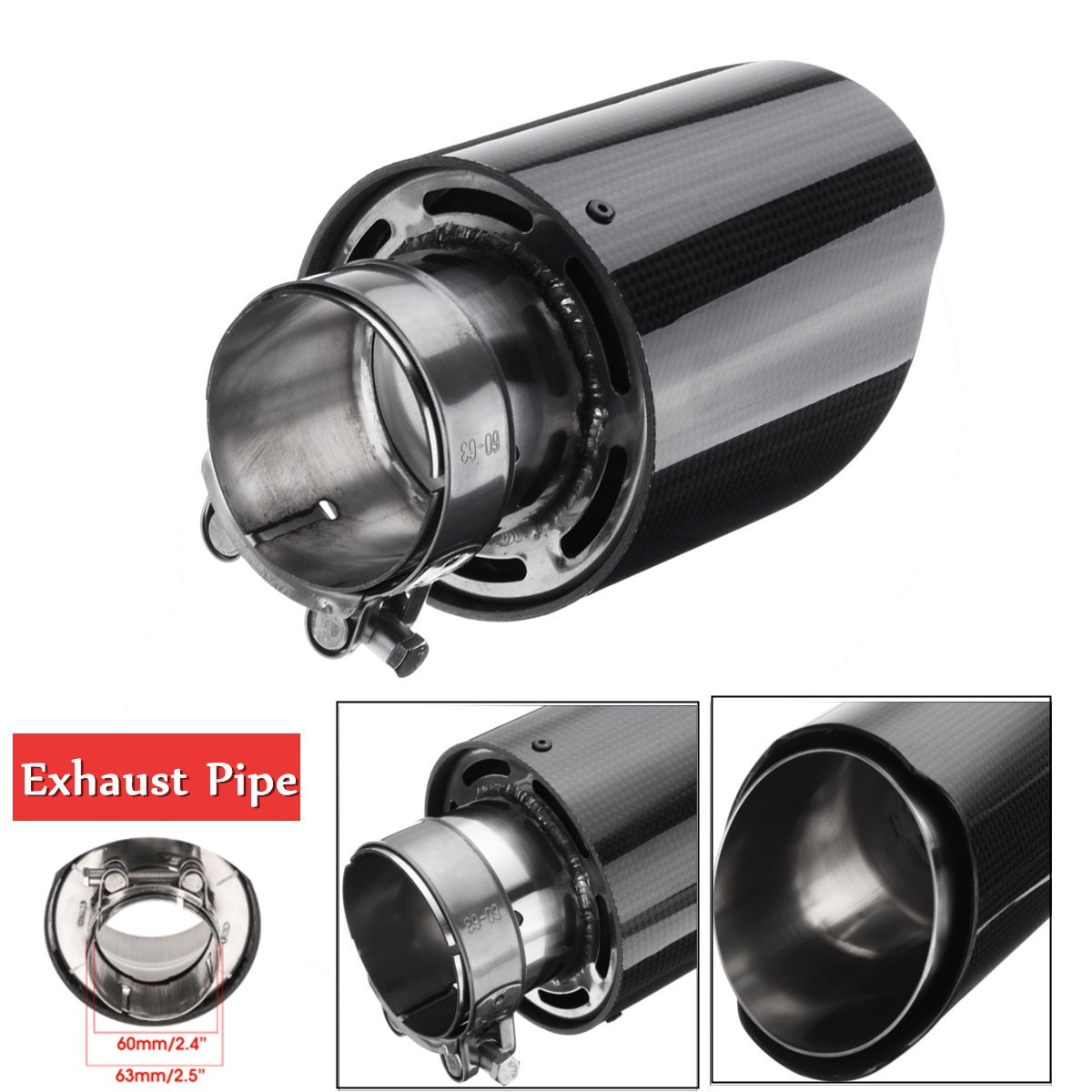 63-101Mm Auto Uitlaat Uitlaatpijpen Glossy Carbon ... – Grandado