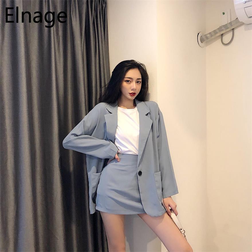 Women Skirt Suits One Button Notched Spring Blazer... – Grandado