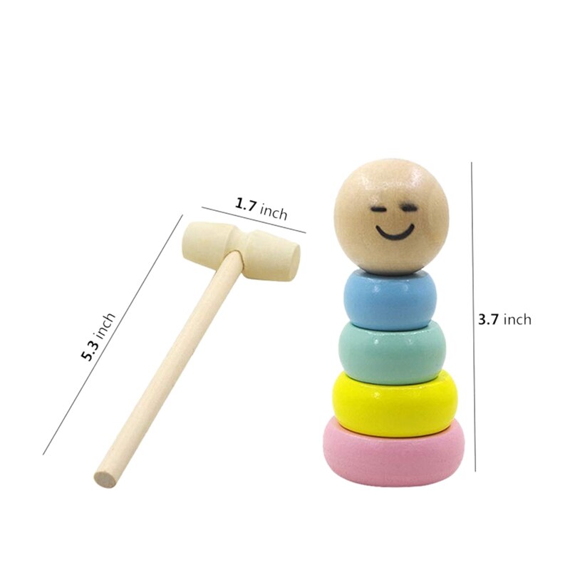 Wooden Colorful Rainbow Stacking Rings ,Solid Wood... – Grandado