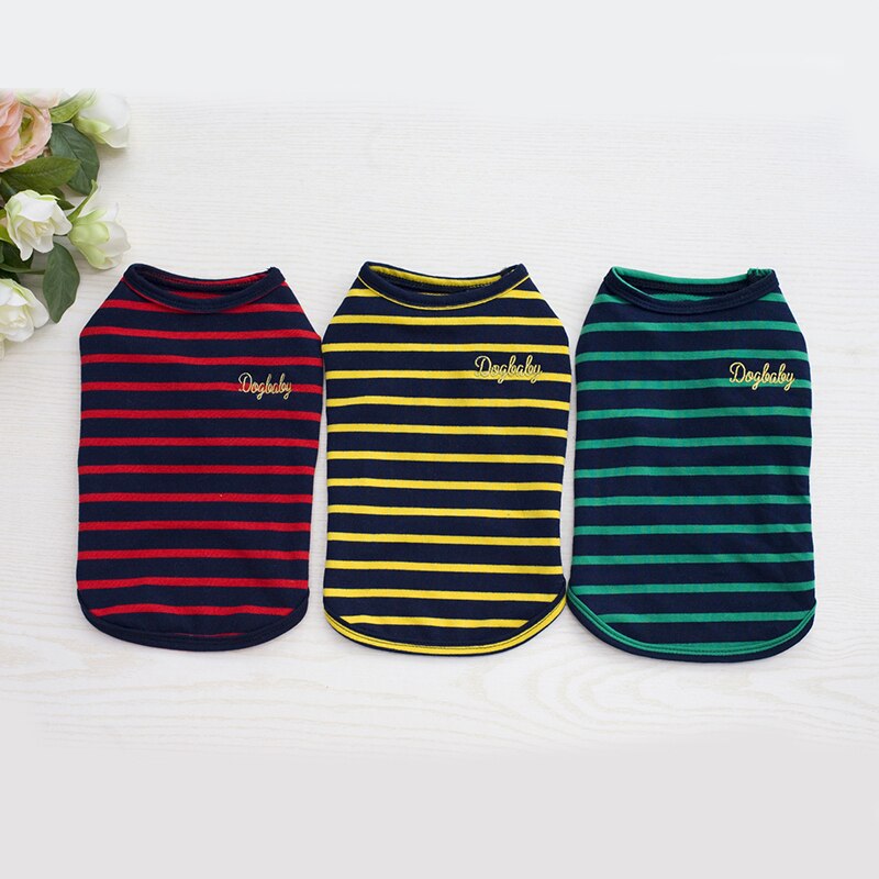 Cotton Teddy Puppy Vest Stripe Pattern Dog Pet Clo... – Vicedeal