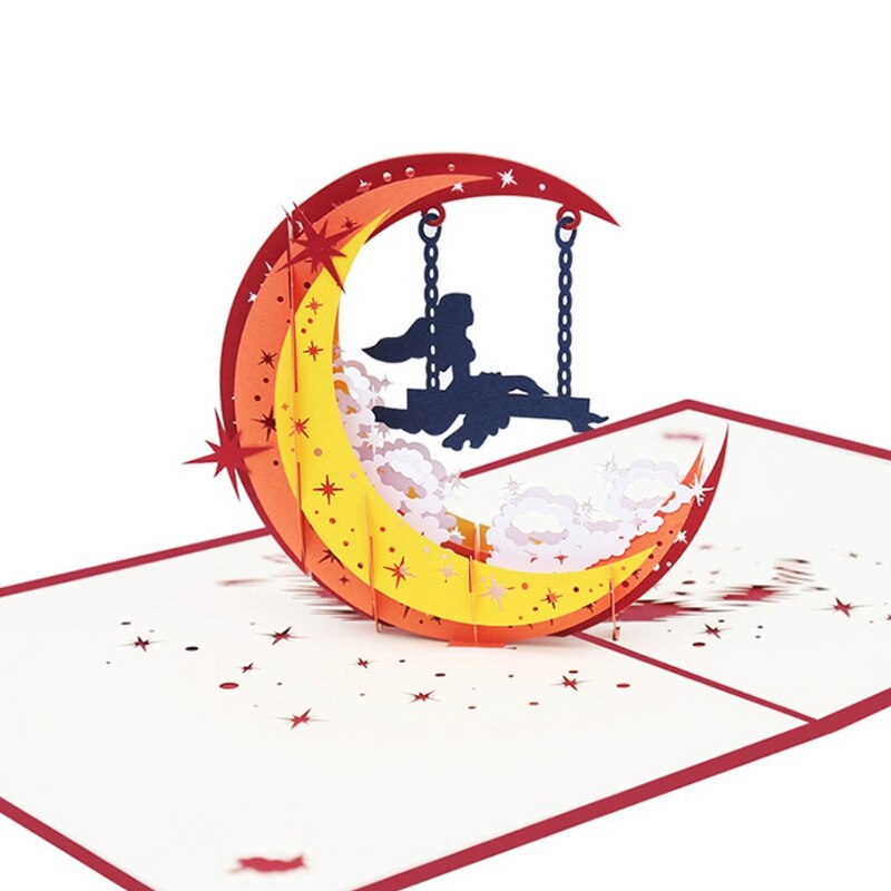 3D Pop Up Moon Girl Card Handmade Happy Birthday C... – Grandado