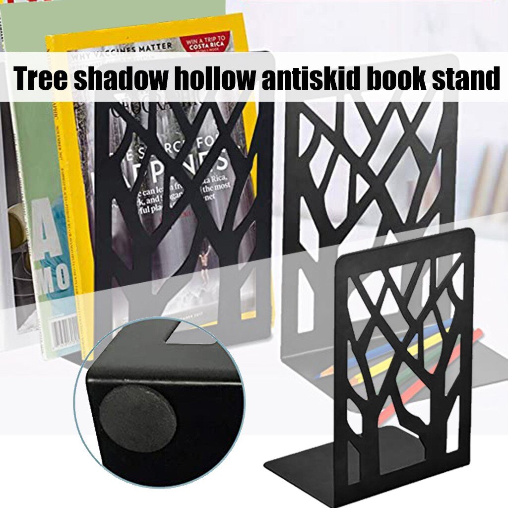 40# Black Metal Non-Slip Bookend Bracket Heavy Boo... – Vicedeal