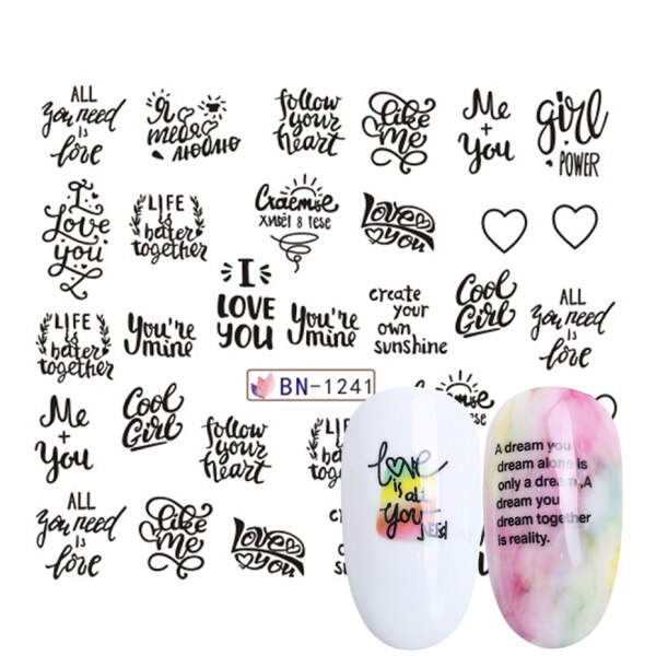 1pc Black Abstract Figure Water Decals Nail Slider... – Vicedeal