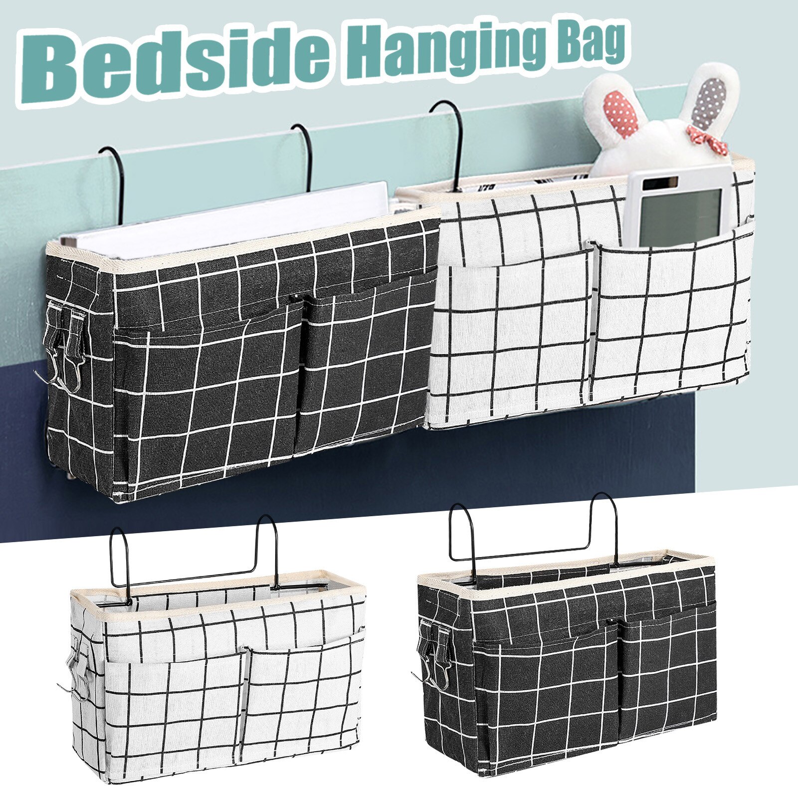 40# Bedside Bed Shelf Pockets Gadget Storage Holde... – Grandado