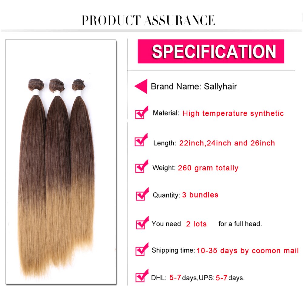 Sallyhair-mechones de pelo sintético liso Yaki, me... – Grandado