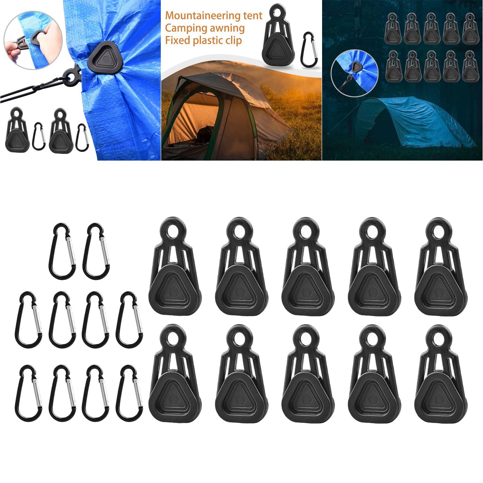 10Pcs Tarp Clamp Tent Wind Rope Clips Hangers Surv... – Grandado