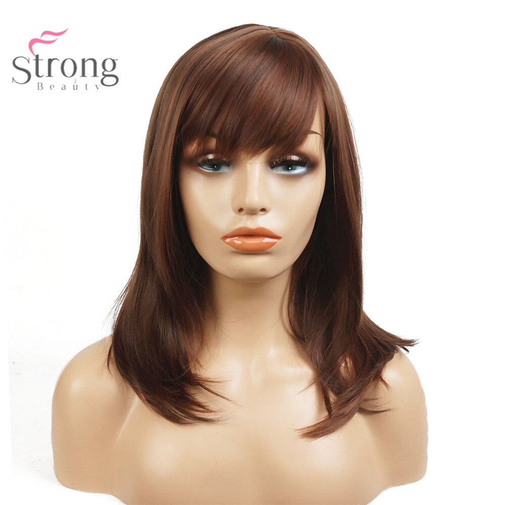 StrongBeauty Auburn Long Straight Wig Bob Neat Ban... – Grandado