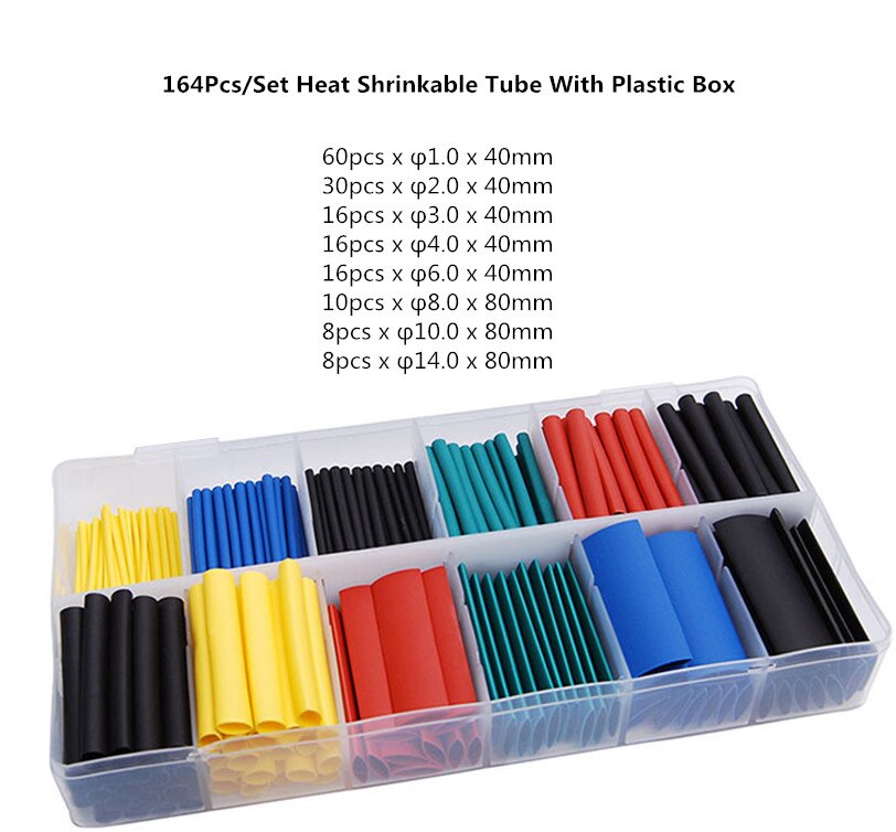127pcs/164pcs Heat Shrink Tube Kit Shrinking Assor... – Vicedeal