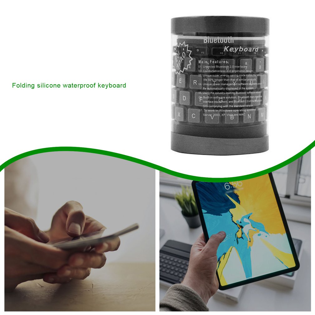 Wireless Bluetooth Keyboard Foldable Roll Up Silen... – Grandado
